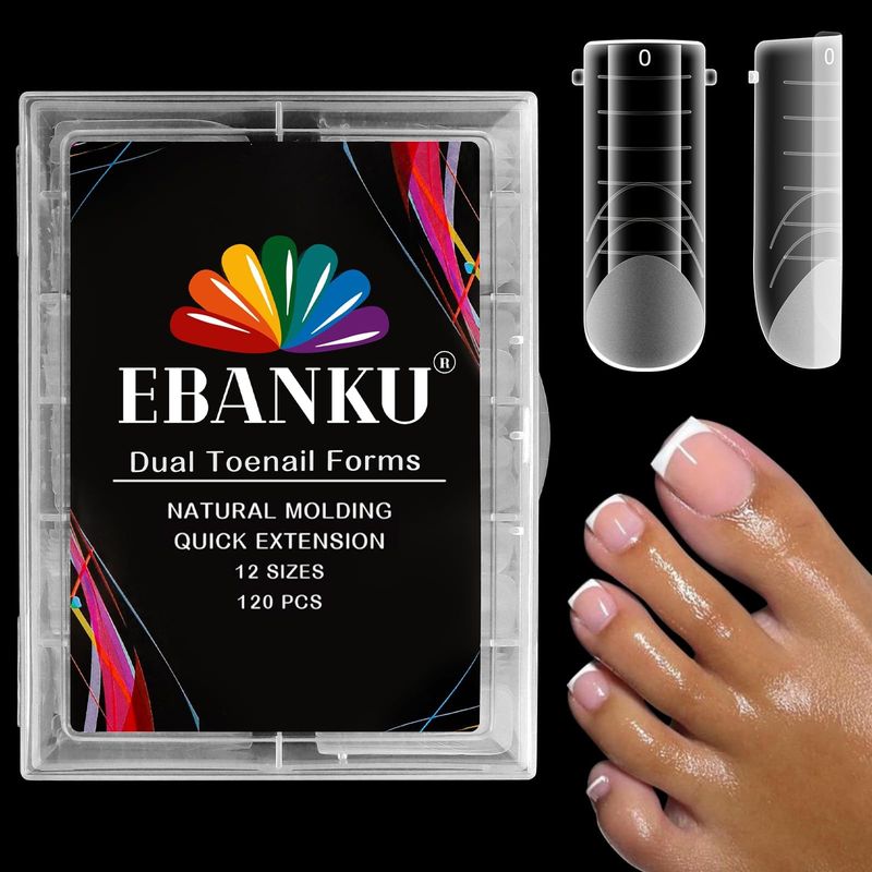EBANKU 120 PCS Poly Gel Nail Forms for Toes, Long Square Dual Forms for ...