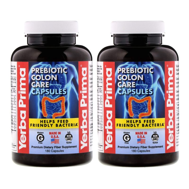 Yerba Prima Prebiotic Colon Care Capsules Dietary Fiber, 180 Count ...