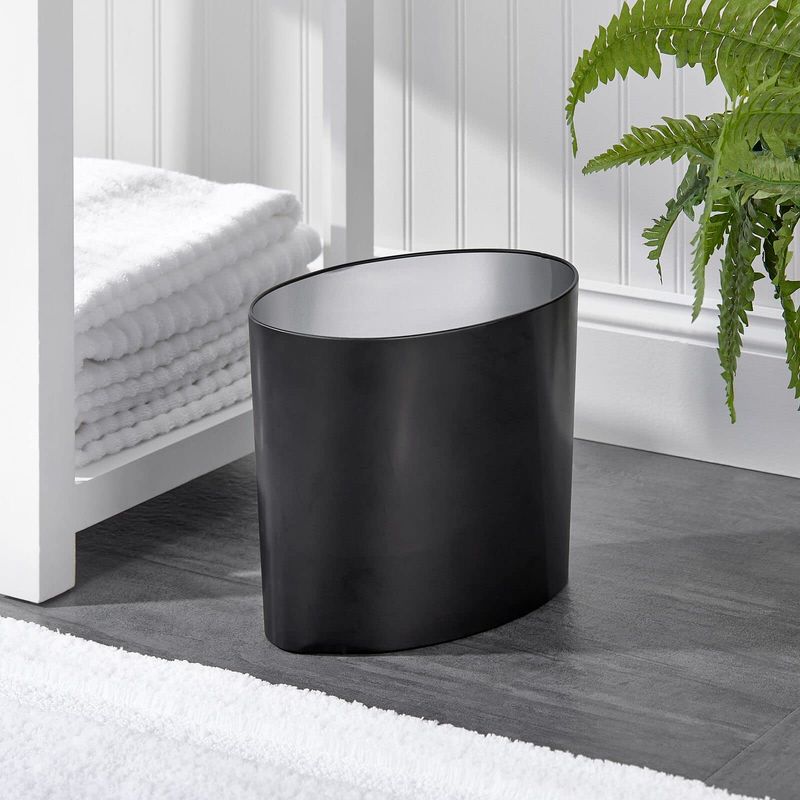 mDesign Metal Modern Oval Small 1.8 Gallon/ 6.9 Liter Trash Can ...