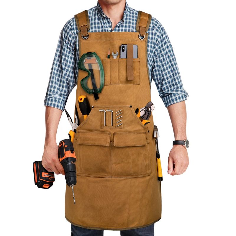 UUP Woodworking Apron for Men, 20 oz Work Apron for Men with 9 Tool Pockets, Heavy Duty Waxed ...