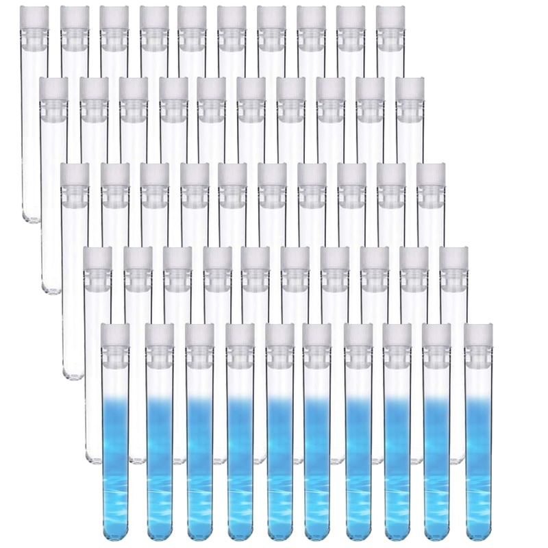 50Pcs Plastic Test Tubes with Cap, 12X75 Mm Test Tubes, Plastic Test ...