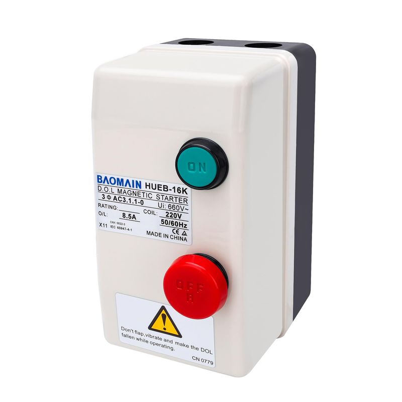 Baomain Magnetic Starter HUEB-16K AC 220V Coil 5.5-8.5A 3-Pole Push ...