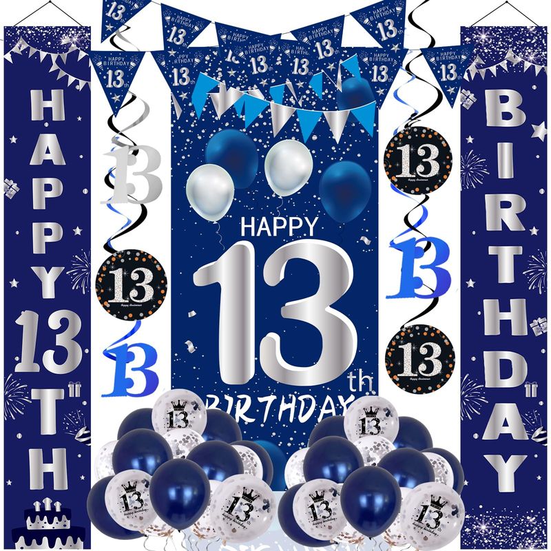 13th Birthday Decorations for Boys Girls, Navy Blue 13th Birthday Party ...