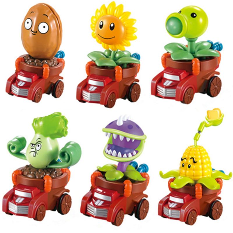 JHESAO 6PCS Plants and Zombies Rally Car Toys Action Figures PVZ Toys ...