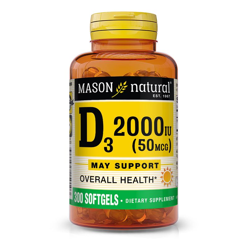 MASON NATURAL Vitamin D3 2,000 IU Ultra Strength, Supports Bone Density ...