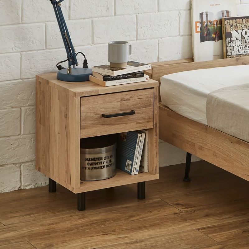 Irving Night Table Side Table Outlet Sliding Rail Drawer Iron Legs ...