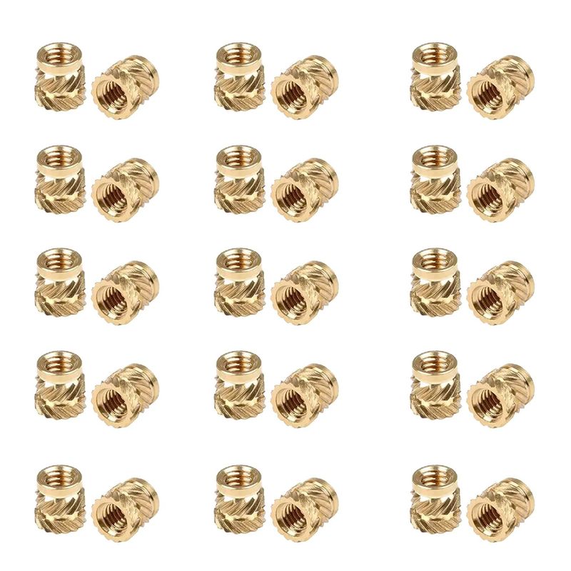 Stoooduo Insert Nuts 30pcs M3 Brass Nuts with Thread Knurling Brass ...