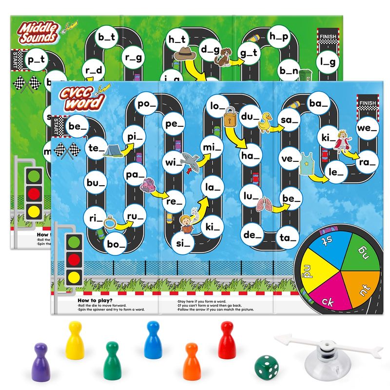 Broytain Phonics Board Games for Kids,Educational Learning CVC and CVCC ...