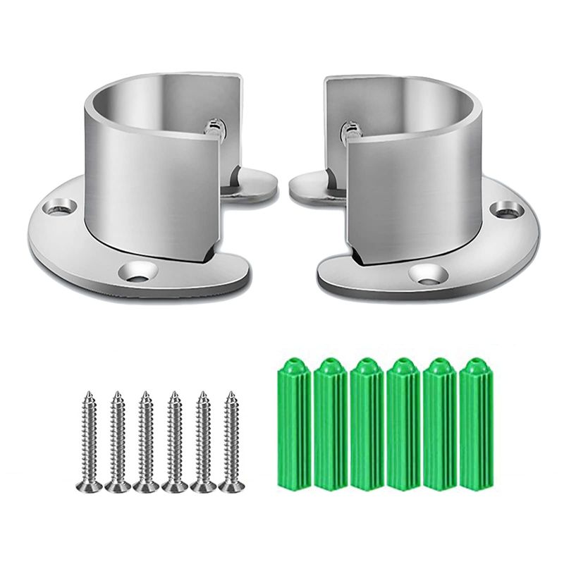 SHULLIN 2PCS Stainless Steel Closet Pole Socket Clothes Closet Rod ...