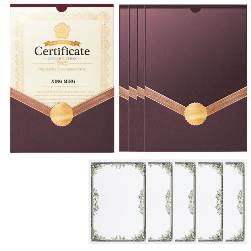 A4 Certificate File, A4, Certificate Holder, Set of 5, Foil Stamping ...