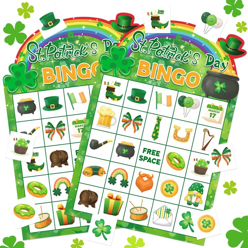 JUESMOS St Patrick's Day Bingo Cards 24 Players St. Patrick's Day Bingo ...