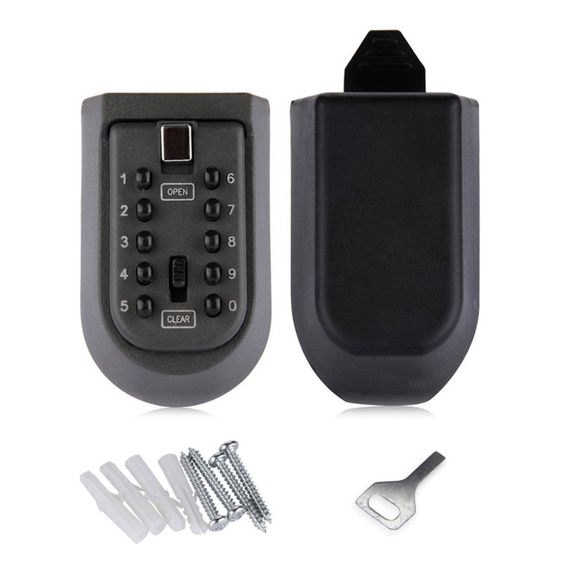 NUZAMAS Key Lock Box 10-Digit Push Button Combination Safe Storage for ...