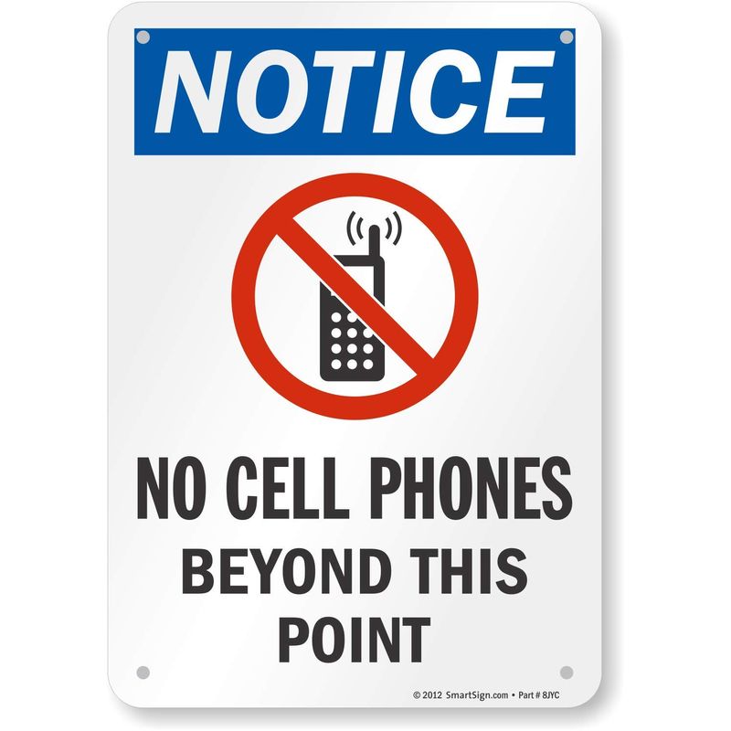 SmartSign 10 x 7 inch “Notice - No Cell Phones Beyond This Point” Sign ...