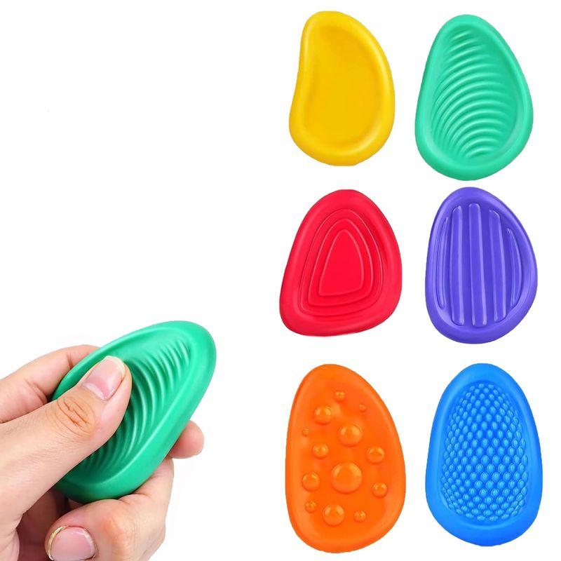 6 Pack Fidget Toys Sensory Stone, Textured Worry Stone,Social Emotional Feelings Toys for ...