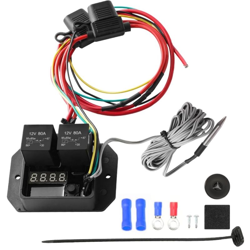 Digital Radiator Fan Controller Switch Kit 12V and 24V, Adjustable ...