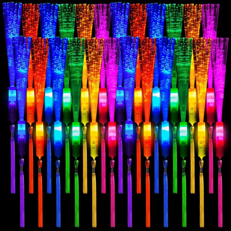 Kasyat 10 Pieces Fiber Optic Light Wand Stick Glow Flashing Wands Small ...
