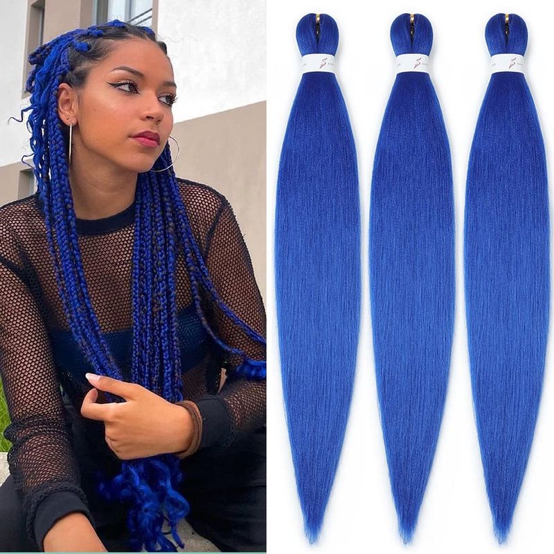 YDDM Pre Stretched Braiding Hair Dark Blue Braiding Hair Extensions ...