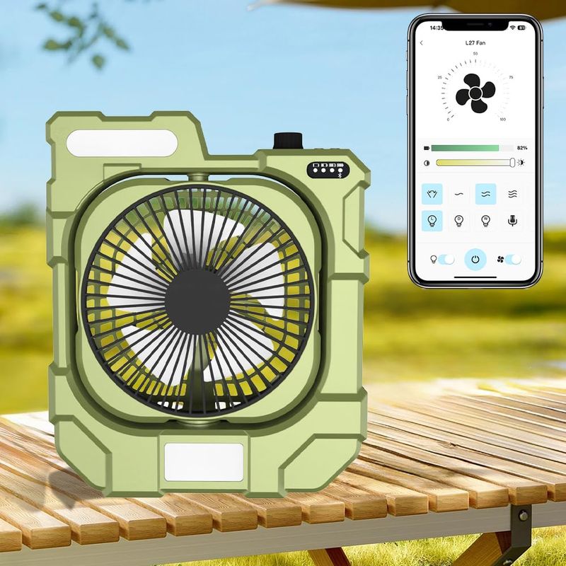 (Special Offer) Fan, Rechargeable, Outdoor Fan, Camping, Stylish, Lightweight, DC Motor, 12,800 ...
