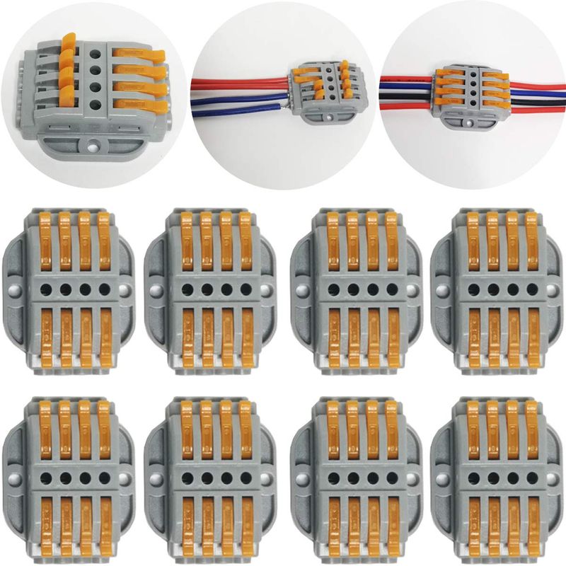 CTRICALVER Fixable Connector, 4 Port Lever Conductor Compact Connector ...