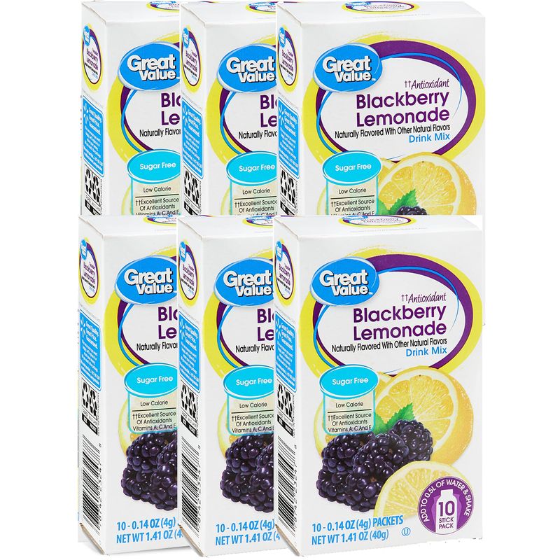 Great Value Sugar free Low calorie Blackberry Lemonade Drink Mix 10 ...