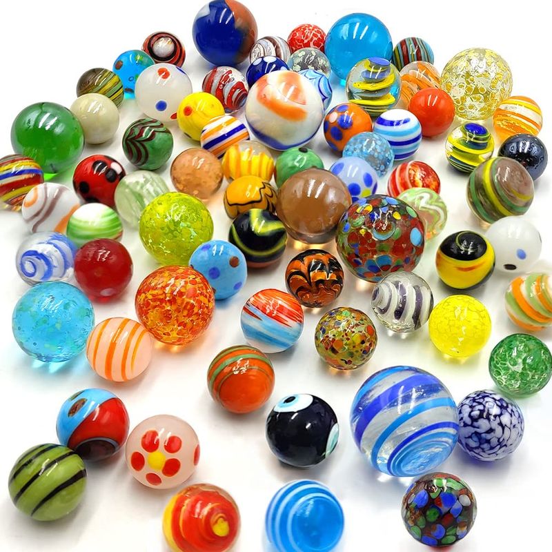 DSHMIXIA 71pcs Assorted Marbles for Kids Handmade Big and Small Glass ...
