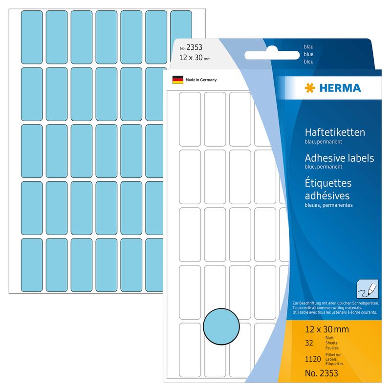 HERMA Multi Purpose Labels, 35 Labels per Sheet, 32 Sheets, 12 x 30 mm ...