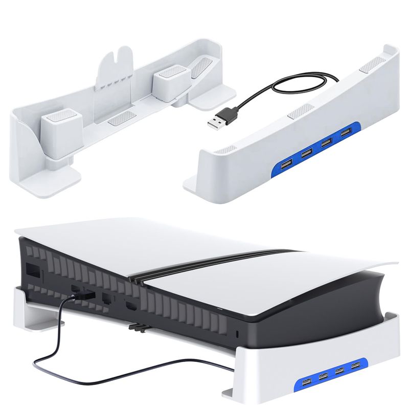 New PS5 Slim / PS5 Pro Horizontal Stand, 4 USB Expansion Hubs, Improved ...