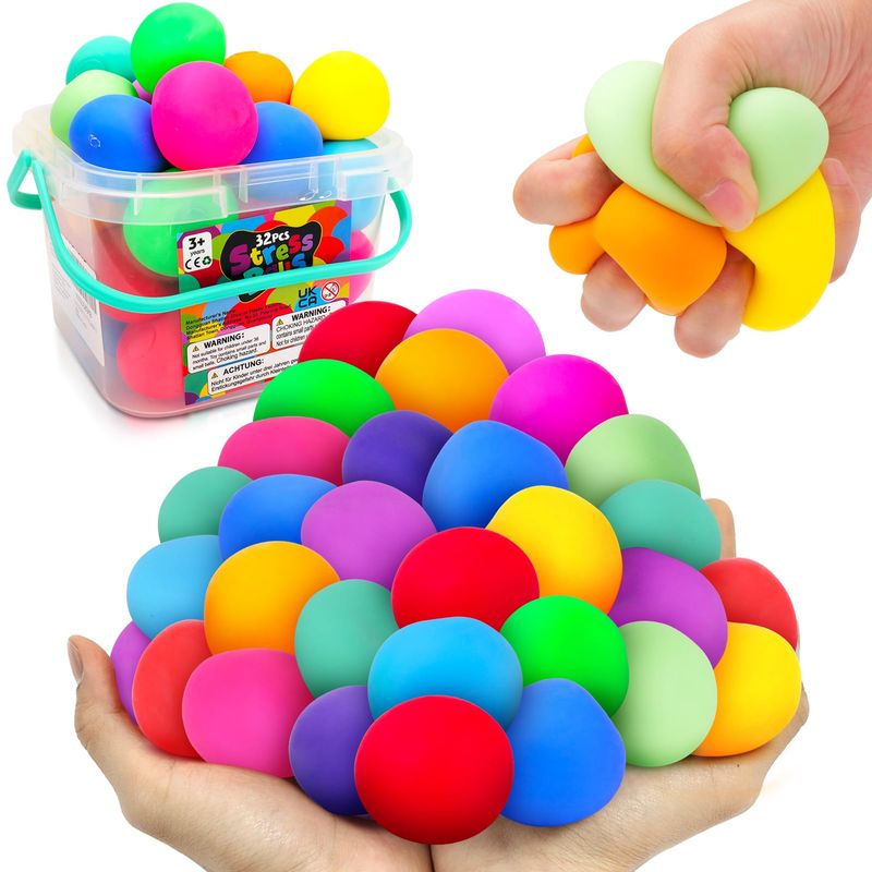 Slow Rising Stress Balls for Kids- 32 Pack Fidget Toys Stretchy Stress ...