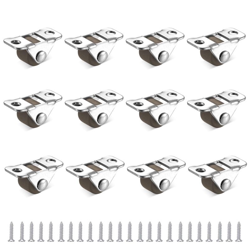 12 Pack Mini Caster Wheels, 0.5 Inch Rubber Rolling Wheels Low Profile ...