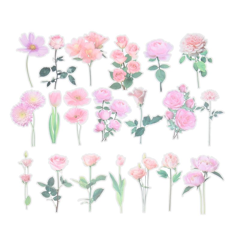 PATIKIL Transparent Flower Vinyl Stickers, 80 Sheet Waterproof PET ...