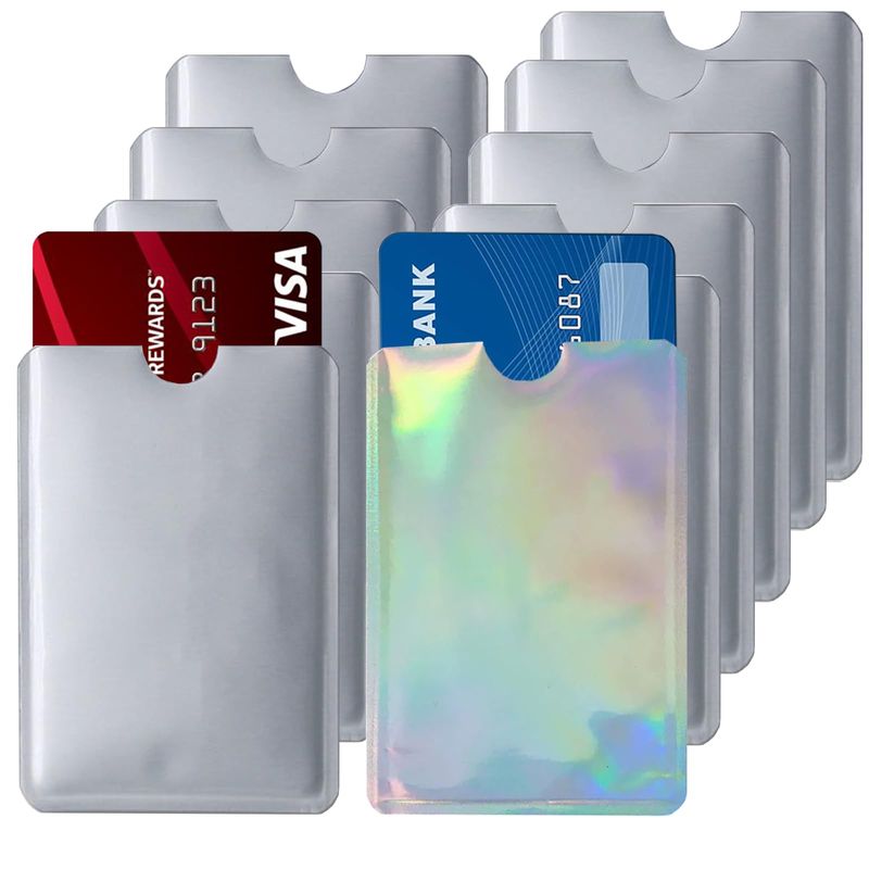 RFID Blocking Sleeves - 10 Regular + 1 Laser Color, Secure Credit & ID ...