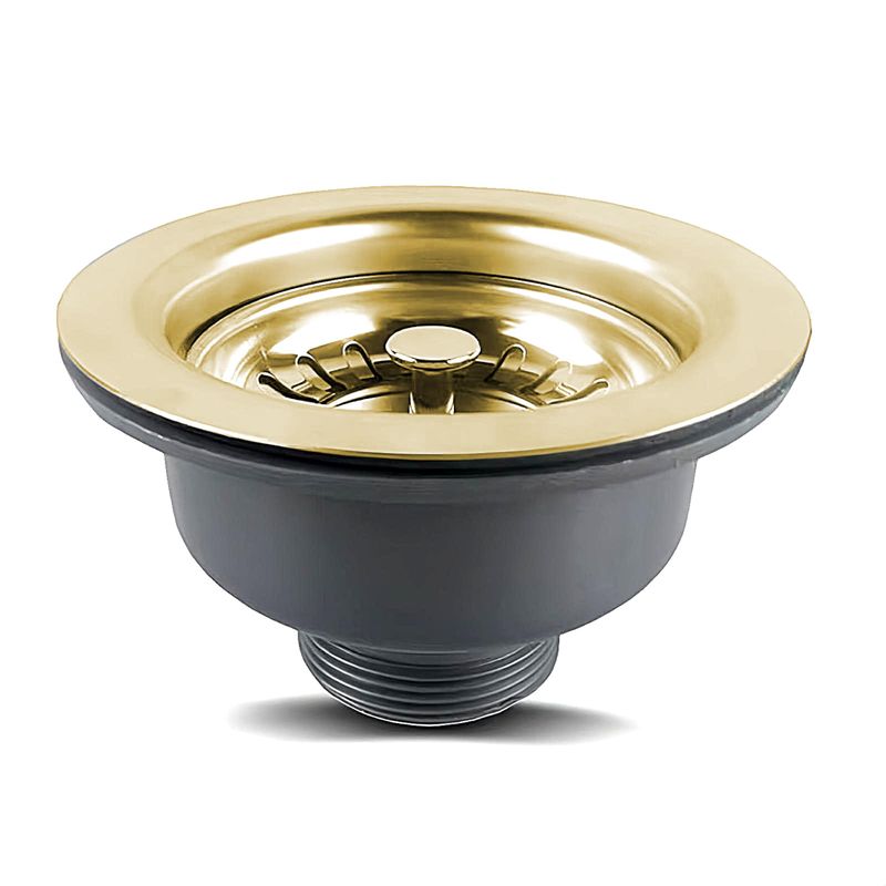 114MM Gold Sink Waste Kit, Stainless Steel and PVC Kitchen Sink Basket ...