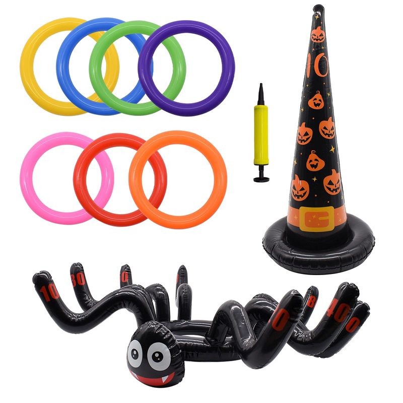 TRIXES Halloween Ring Toss Game Set - Inflatable Spider and Witches Hat ...