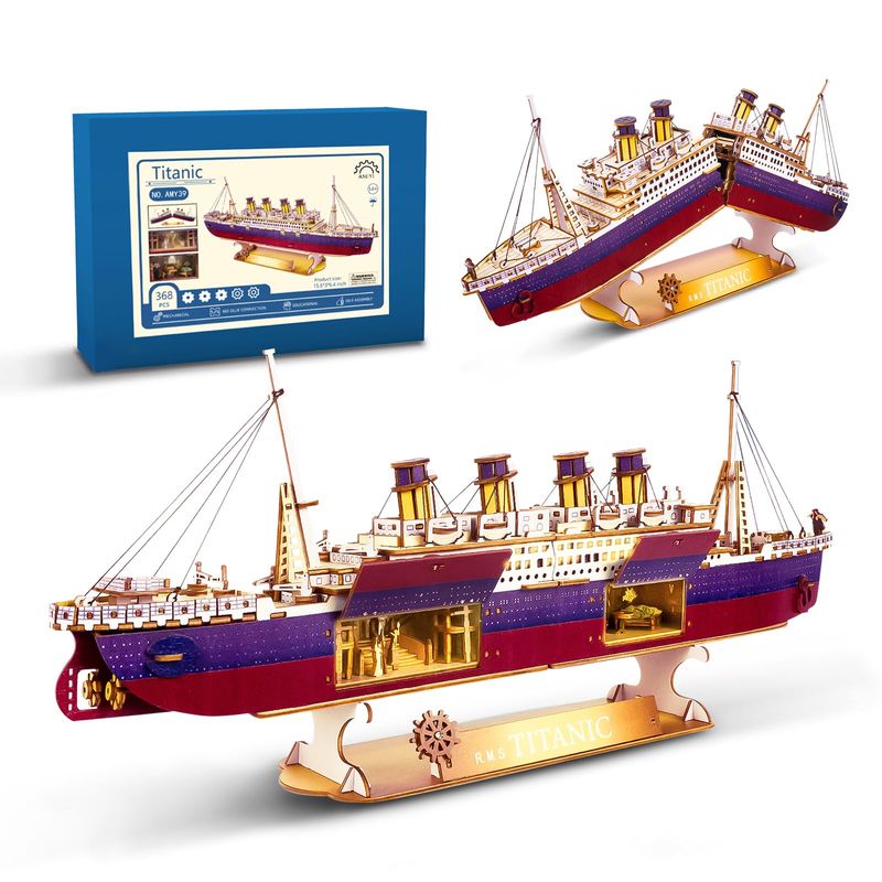 Vziimo Titanic 3D Puzzles for Adults, LED Titanic Metal Ship Model ...