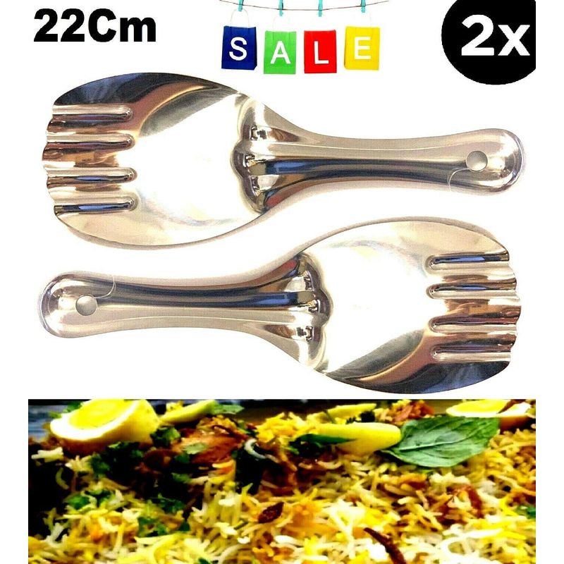 Pack of 2 Rice Serving Spoon Punja Cutlery Platter Stainless Steel ...