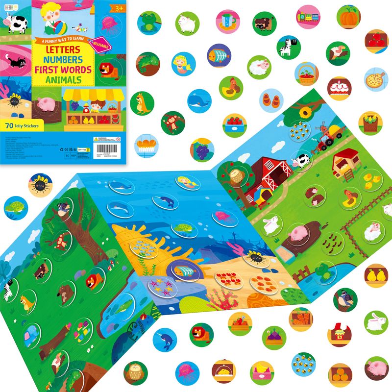 Jelly Sticker Matching Game, 70 Reusable Jelly Stickers-Letters ...