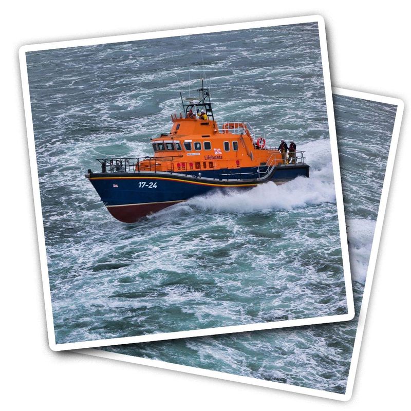 Vinyl Square Stickers (Set of 2) 7.5cm - Aberdeen RNLI Lifeboat Boat ...