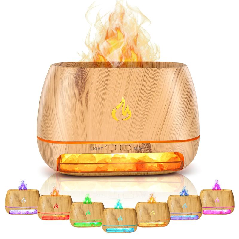 Flame Essential Oil Diffuser, 7 Colour Lights Aromatherapy Diffuser ...