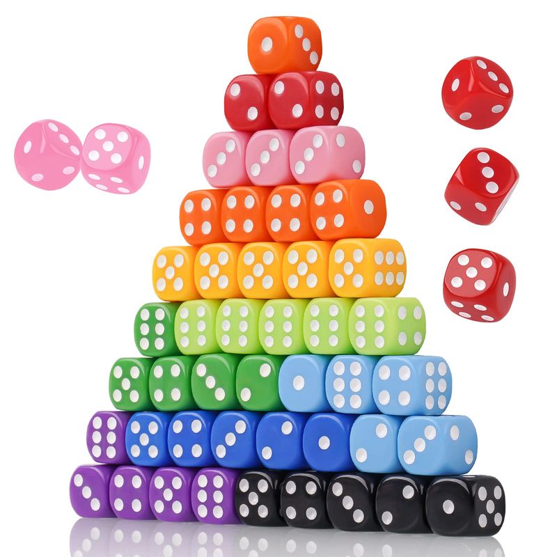 NiToy Game Dice Set 16MM 50PCS 6-Sided Solid Vintage Colors Standard ...