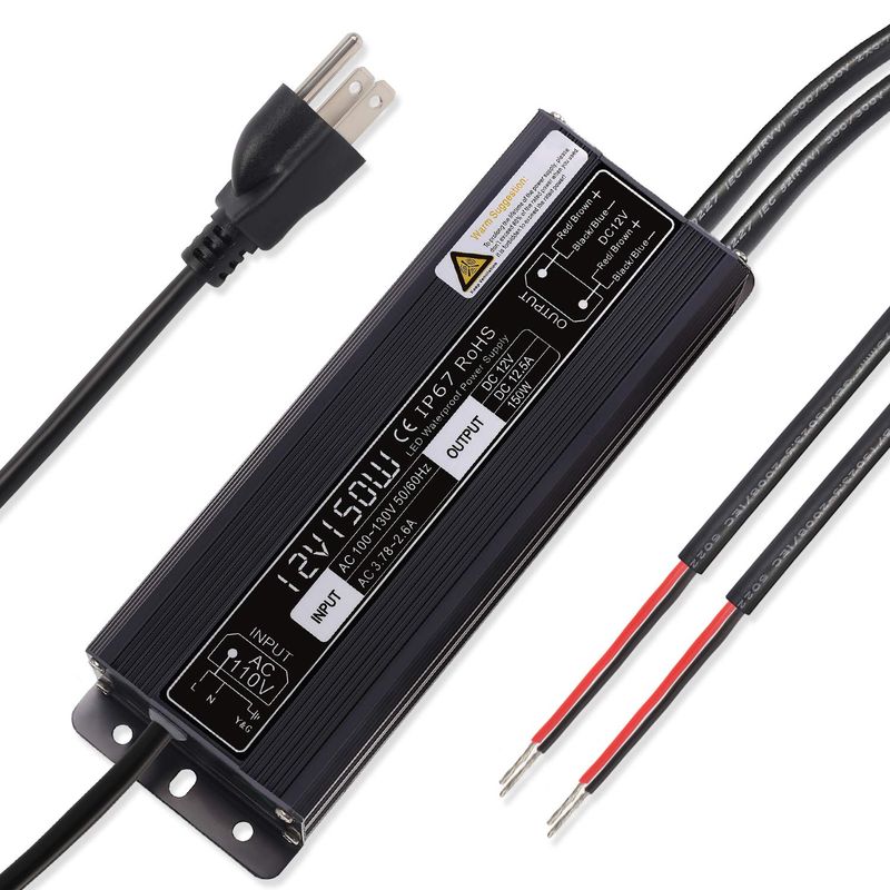 SUNVIE 150W LED Driver 12V Waterproof IP67 LED Power Supply, Constant ...
