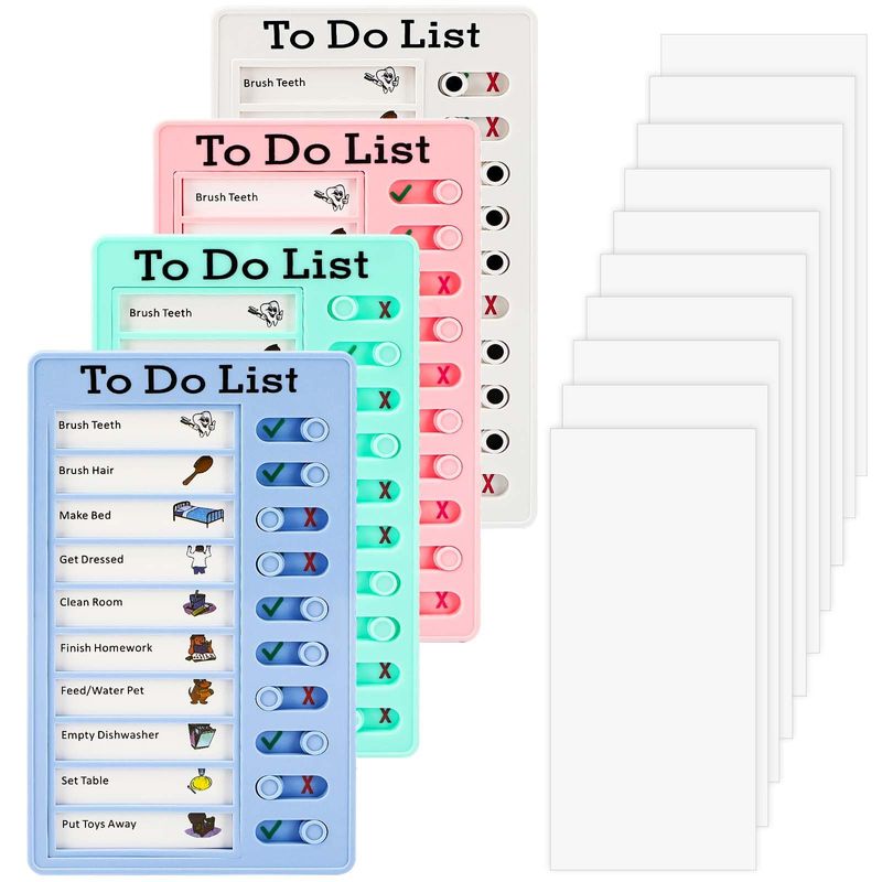 Mkitnvy Pack of 4 Memo Checklist Boards, To Do List Checklist Board, Chore Chart for Children ...