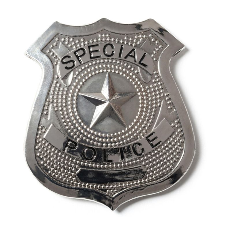 Henbrandt Adult Silver Police Badge with Star Decoration Special Police ...