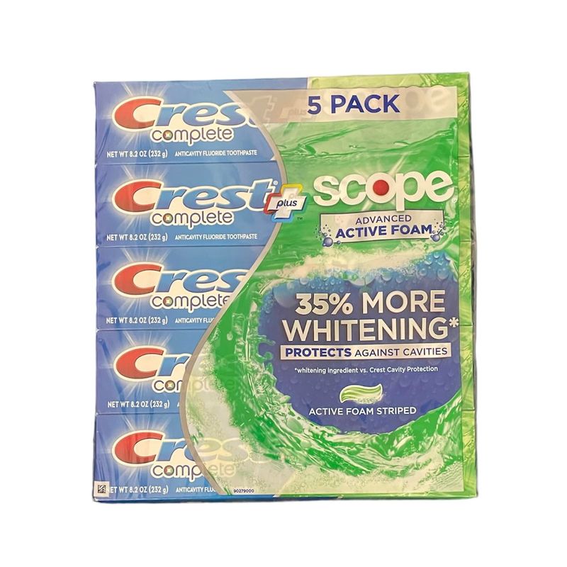 Crest Complete Toothpaste Plus Scope Advanced Active Foam, Striped, 8.2 ...