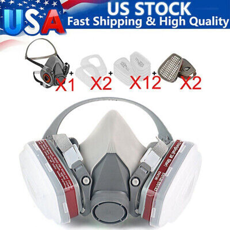 Half Face Gas Mask 17 in1 Facepiece Spray Painting Respirator Safety ...