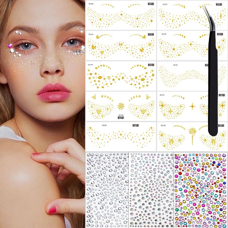 Gold Glitter Freckles Face Tattoo Face Makeup Fake Freckles Faux ...
