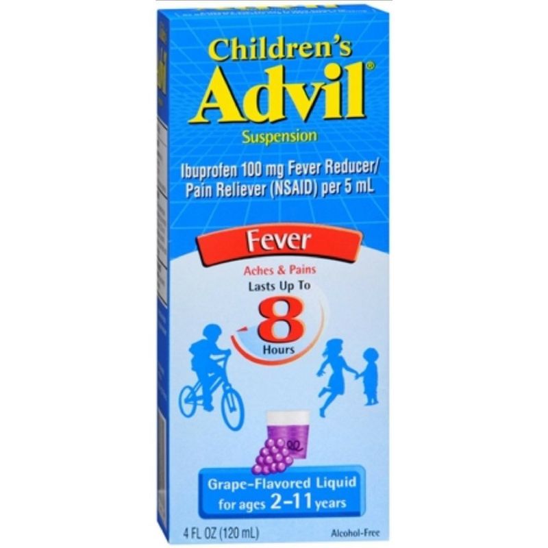 Children's Advil Fever Reducer/Pain Reliever, 100mg Ibuprofen (Grape ...