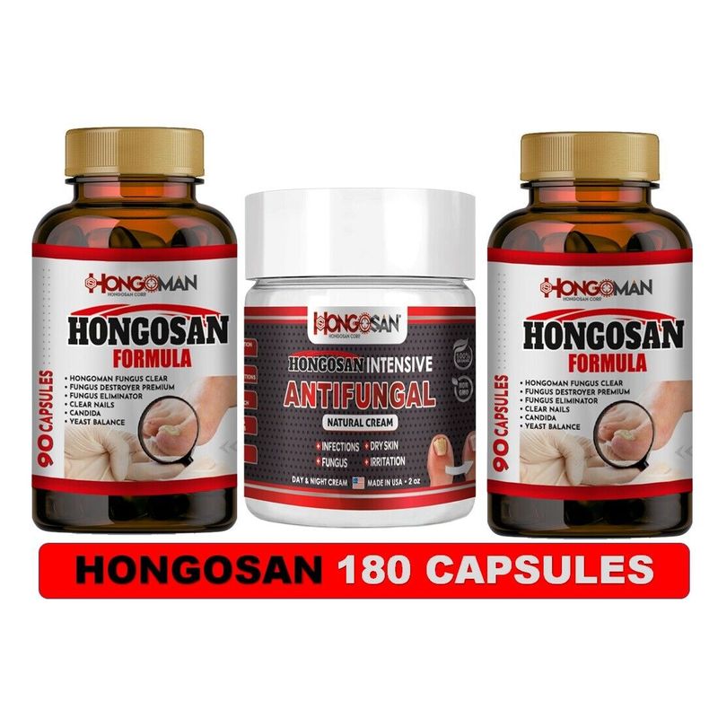 HONGO SAN ORIGINAL ANTI FUNGAL 180 CAPS & CREAM HONGO ZANA FORMULA ...