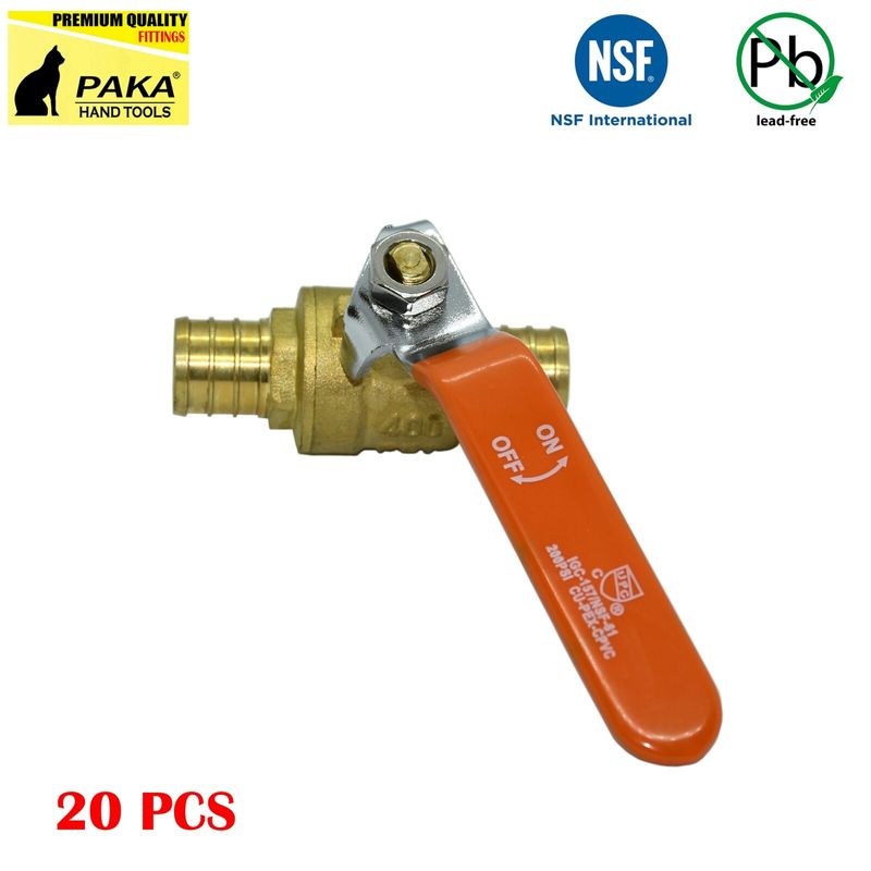 20 PIECES 1/2" PEX SHUT OFF BALL VALVE, FULL PORT, LEAD FREE BRASS ...