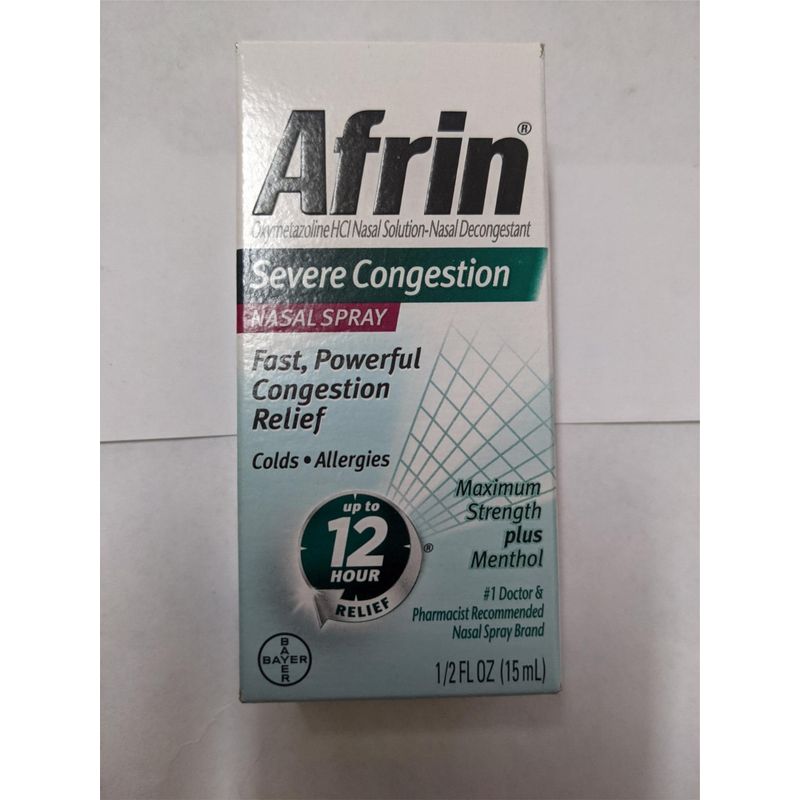Afrin Severe Congestion Nasal Spray, Maximum Strength + Menthol, 15 mL ...