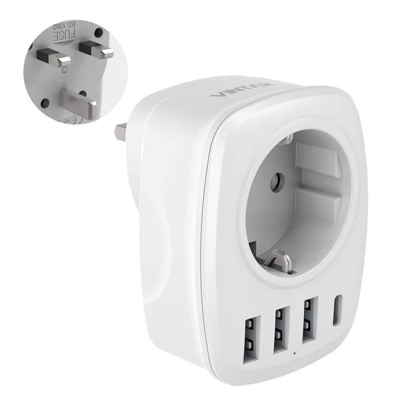 Travel Adapter UK Adapter England Germany Plug, VINTAR Socket Adapter ...